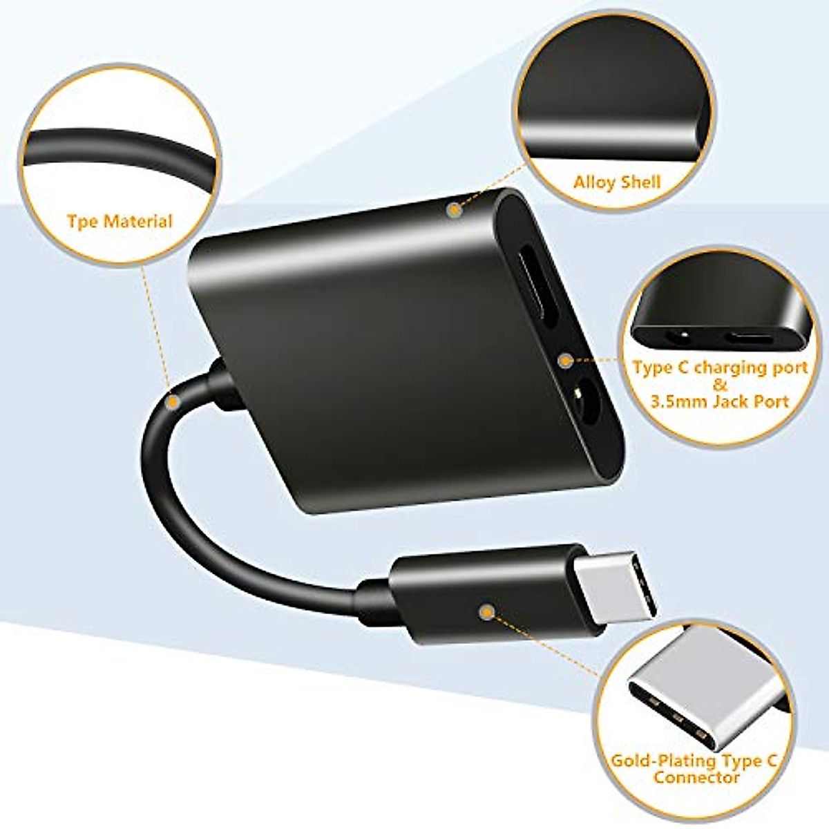 Mxcudu USB C to 3.5mm Headphone and Charger Adapter, 2 in 1 USB C to 3.5mm Aux Audio Jack with PD 60W Fast Charging Dongle Compatible with iPhone 15/15 Pro Max, Galaxy S24/S23/S22, Google Pixel 8/7/6