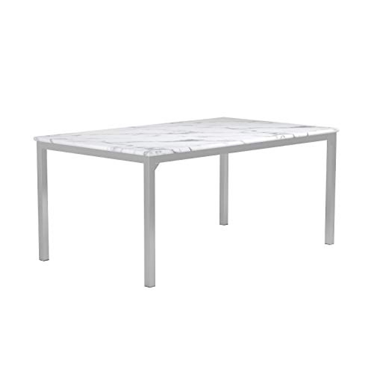 Coaster Furniture Athena Rectangle Marble Top Dining Table Carrara Mable and Chrome 110101