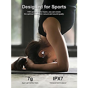 Coucur Wireless Earbuds, Bluetooth 5.1 Sport Headphones in Ear with Detachable Earhooks, Bluetooth Earbuds with Immersive Sound, Wireless Earphones with Noise Cancelling Mic, IP7 Waterproof Headset