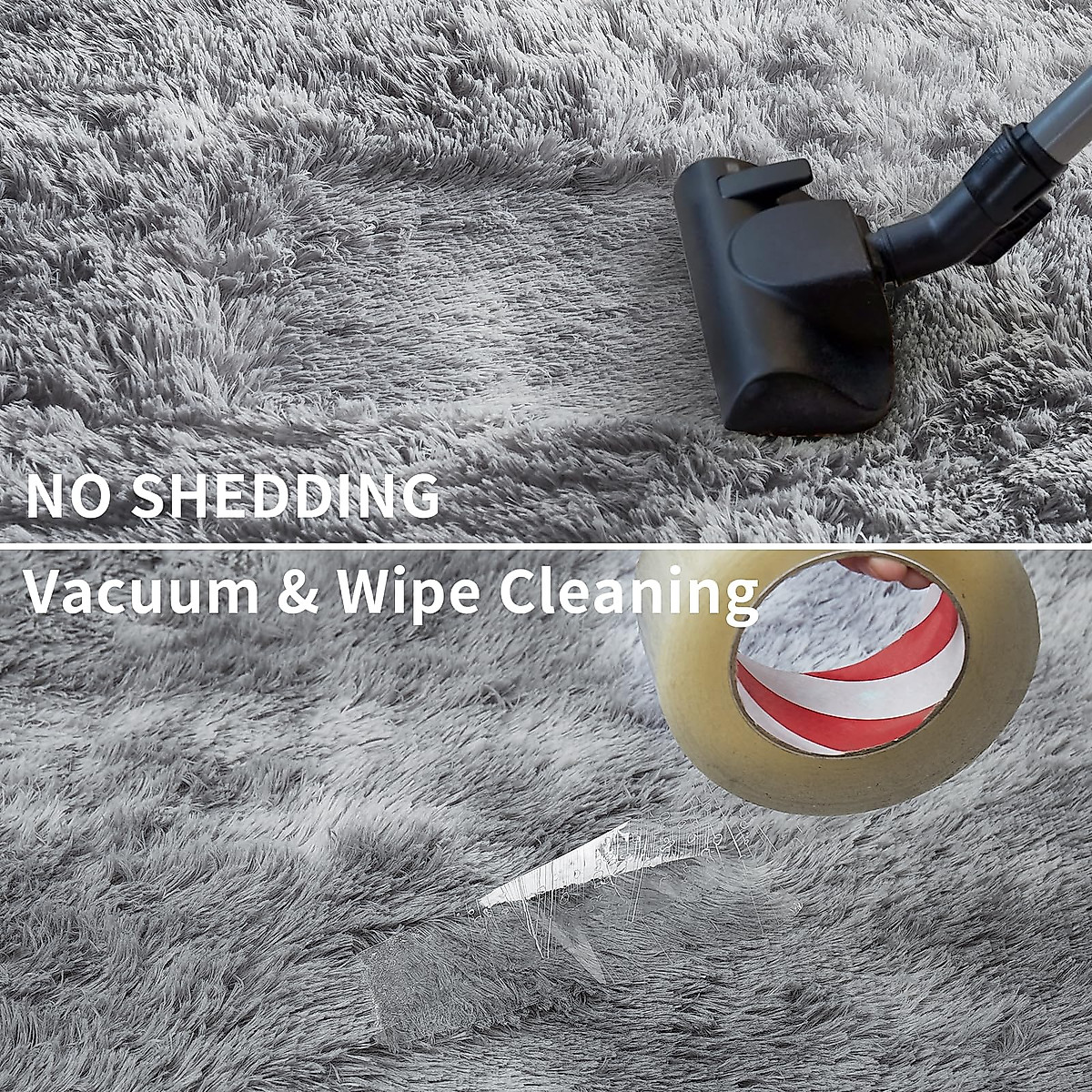 JKMAX Fluffy Shag Area Rugs for Living Room，Tie-Dyed Light Grey Soft Plush Fuzzy 3x5 Rug for Bedroom Nursery Girls Boys Room Kids Room Decor，Upgrade Anti-Skid Carpet for Home Decor Aesthetic