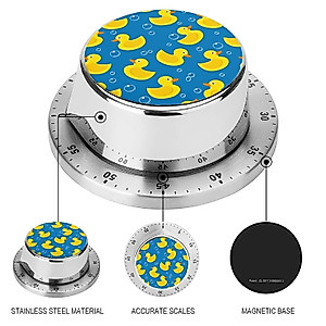 Rubber Yellow Duck Stainless Steel Timer 60 Minute Wind Up Timer Kitchen Timer Clock for Home Office
