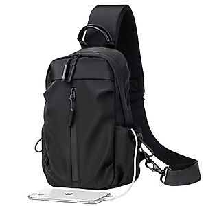 Crossbody Sling Backpack Sling Bag for Men Women, Small Chest Bag Daypack Fanny Pack Cross Body Bag for Hiking Traveling Outdoors - Black