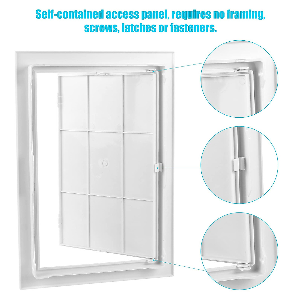 CABAX 8x12 inch Plastic Access Panel for Drywall Ceiling Reinforced Plumbing Wall Access Doors Removable Hinged, White