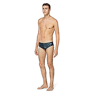 Speedo Men's Standard Swimsuit Brief ProLT Printed Team Colors, Shimmer Anthracite Black, 28