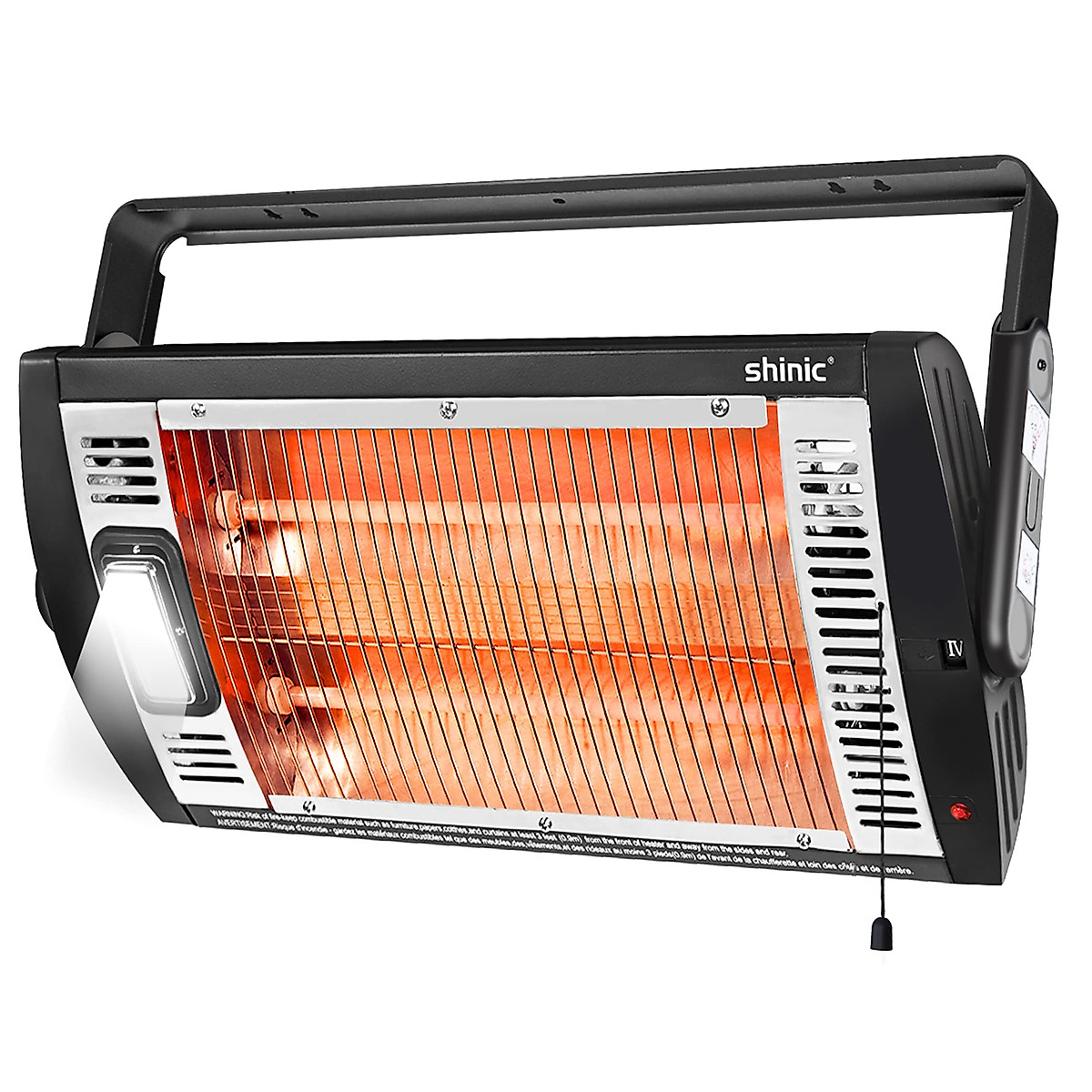 Electric Garage Heaters for Indoor Use, 1500W/750W Ceiling Mounted Radiant Quartz Heater with Work Light, 90° Rotation, 5 Mode Settings, Electric Heater for Garage, Shop, Patio Large Room