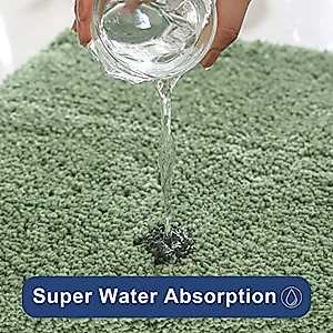 COSY HOMEER Bath Rugs for Bathroom Extra Thick- Anti-Slip Bath Mats Soft Plush Yarn Shaggy 100% Strong Mirco Polyeste Mat Living Room Bedroom Mat Floor Water Absorbent(Green,20x32 - Inches)