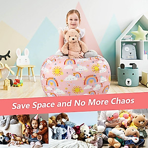 decalsweet Bean Bag Chair for Kids Stuffed Animal Storage Beanbag Chairs,Toddler Toy Storage Organizer for Girls and Boys,Large 32'' Cover Only（No Filling