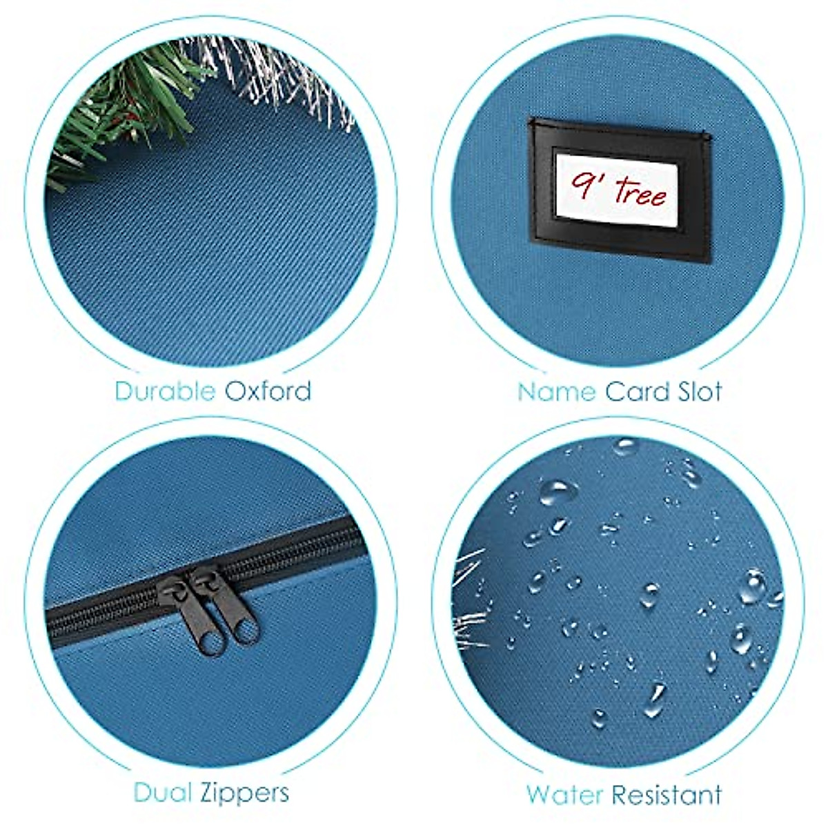 Hearth & Harbor Christmas Tree Storage Bag 9' – Waterproof Christmas Tree Storage Box Made of 600d Oxford Material – Christmas Tree Bag With Handles & Special Wide Opening, Blue