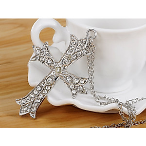 Alilang Vintage Inspired Reproduct Large Crystal Cross Necklace Pendant