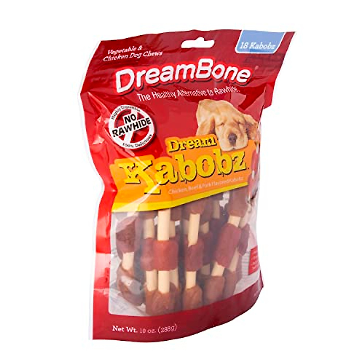 DreamBone Dream Kabobz, Rawhide Free Dog Chew Sticks Made Made with Real Chicken and Vegetables, 18 Count