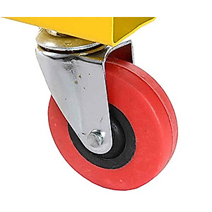 JEGS 200 LBS Capacity Rolling Work Table - Height Adjustable 33 Inches to 48 Inches - Rolling Tool Tray Uses Four 2.5” Caster Wheels - Includes One Tool Tray Table Liner - Yellow Powder Coated Steel