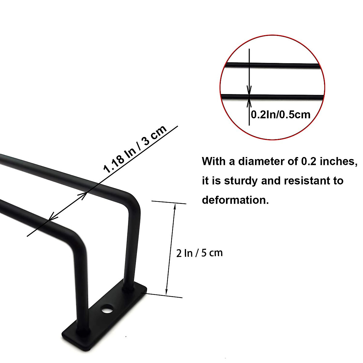 RedDreamer 14-Inch Black Wine Glass Rack, Under Cabinet Wine Glass Holder Stainless Steel Stemware Rack - Hanging Stemware Holder for Cabinet Kitchen Bar, Set of 2