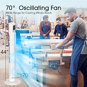Tower Fan - 44’’ Oscillating Tower Fan with Remote Control, Quiet Bladeless Cooling Fan with 3 Modes, LED Display Stand Up Fan with 7.5h Timer, Indoor Standing Fan for Bedroom/Home Office Use