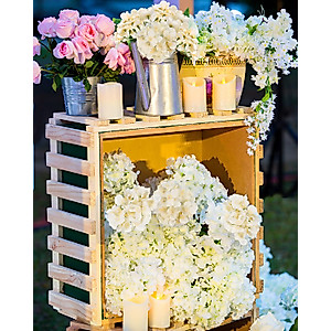 Auihiay 12 Pieces Artificial Hydrangea Flowers Silk Hydrangea Heads with Stems for Wedding Home Garden Party Decoration (Champagne)