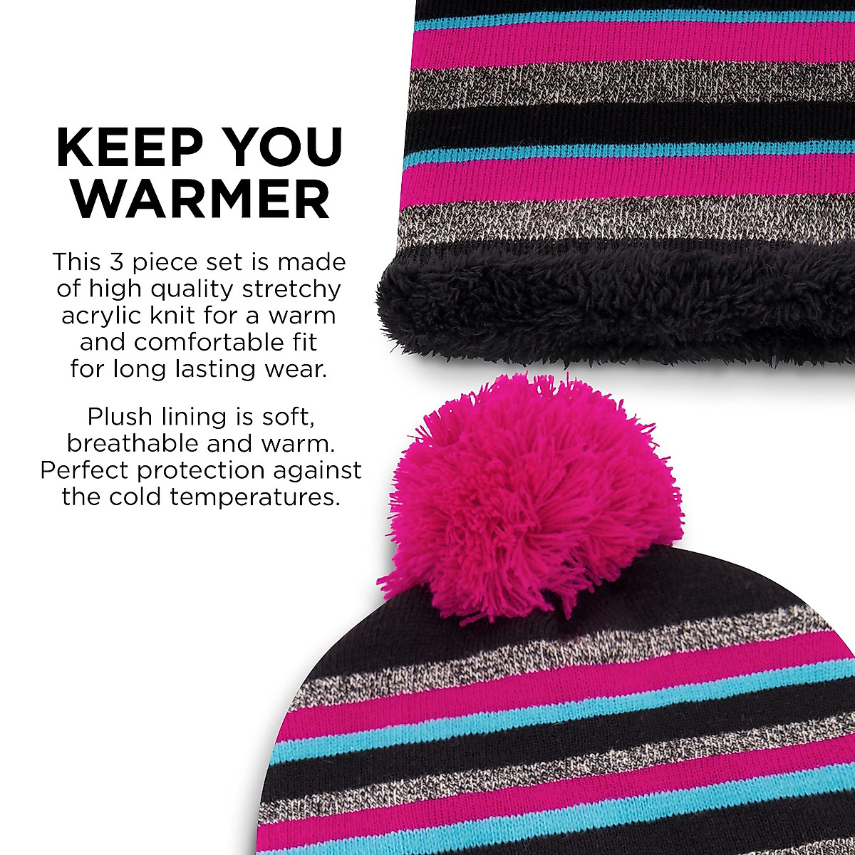 Nickelodeon Girls Winter Hat, Scarf, And Kids Gloves Sets, Jojo Siwa Beanie For Ages 4-7