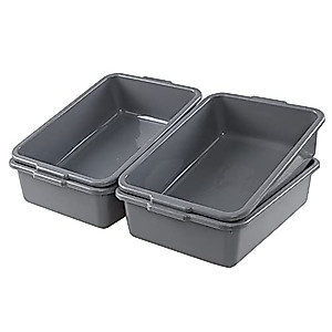 Yesdate 4 Packs 8 L Plastic Commercial Bus Box, Wash Basin Bus Tub, Small Utility Tote, Grey