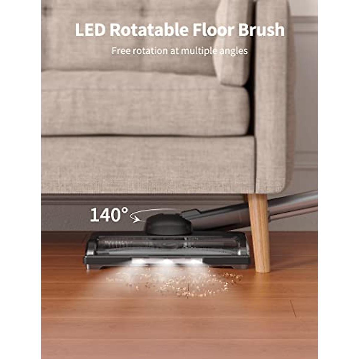 kalado Cordless Vacuum Cleaner, 26Kpa Stick Vacuum with 40Min Detachable Battery, 250W Brushless Motor, LED Display, 6 in 1 Lightweight Upright Vacuum for Pet Hair Carpet Car Floor（2 Years Warranty）