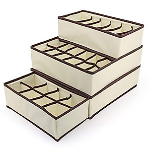 Bofoho 4 Pieces Pack Closet Dresser Drawer Divider Closet Organizer - Large Capacity Combination Bins for Socks, Panties, Ties, Belts, Bra. Washable & Foldable Non-woven Fabric Storage Boxes (white)