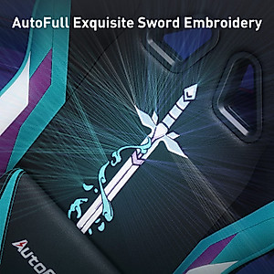 AutoFull C3 Gaming Chair Office Chair PC Chair with Ergonomics Lumbar Support, Racing Style PU Leather Multifunction Adjustable Computer Chair (Cyan)