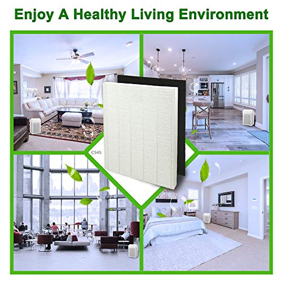 Flintar C545 True HEPA Replacement Filter S, Compatible with Winix C545 Air Purifier, Compares to Winix S Filter 1712-0096-00, 1 H13 Grade True HEPA + 4 Activated Carbon Filters