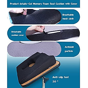 Gel Enhanced Seat Cushion with Cover, Office Chairs,Car Seat,Wheelchair Cushion for Coccyx,Tailbone,Sciatica & Back Pain Relief, Anti Elderly Bedsore,Sedentary Pain