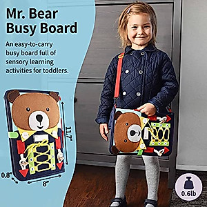 PUTSKA Busy Board for Toddlers 2-4, Toddler Sensory Toys for Toddlers 1-3, Montessori Busy Book for Toddlers 1-3, Airplane Travel Essentials Kids, Quiet Book, Educational Toys for 2 Year Old