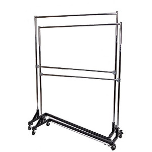 Only Hangers Commercial Grade Double Bar Rolling Z Rack with Nesting Black Base (Set of 2 Racks)