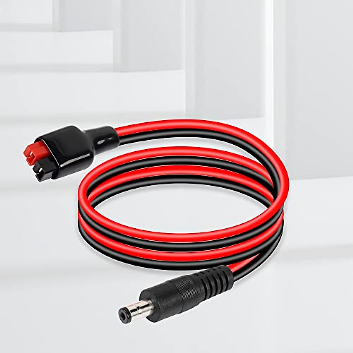 PNGKNYOCN Solar Panel Connector to DC 5.5x2.1mm Male Power Cord 14 AWG Wire with DC 8mm Adapter for Portable Generator (1M/3FT)