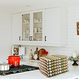 Urban Villa Easter Kitchen Towels,Beige Multi Dobby Stripes,Premium Quality,100% Cotton Dish Towels, Mitered Corners,Ultra Soft (Size: 20x30 Inches), Highly Absorbent Bar & Tea Towels (Set of 6)