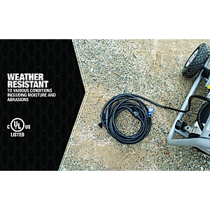 Southwire 65039101 12/3 50-Ft. Generator Power Cord, Black 6-Outlet