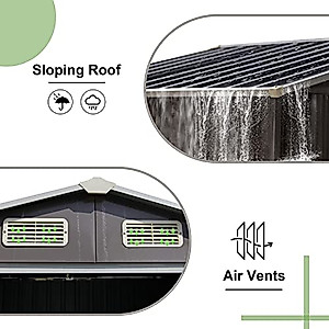 kinbor 6' x 4' Outdoor Storage Shed Garden Shed - Galvanized Metal Utility Tool Storage with Air Vents and Door for Backyard Lawn Patio, Grey