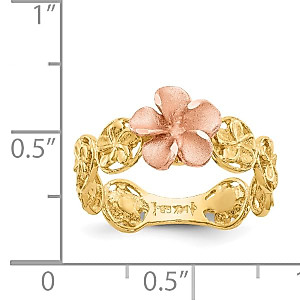 IceCarats 14K Yellow Rose Gold Hawaiian Plumeria Flower Ring Size 7