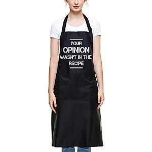 Ihopes Funny Cooking Apron for Women Men - Your Opinion Wasn't in the Recipe BBQ Apron with 2 Pockets and Adjustable Neck Strap - Perfect Kitchen Chef Gifts for Birthday/Christmas/Thanksgiving