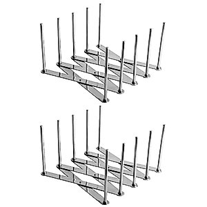 Dish Plate Drying Rack, Pot Lid Holder, Adjustable Pot Lid Organizer, Kitchen Cabinet Pantry Pan and Pot Lid Organizer Rack Holder (2Pcs)