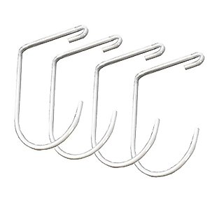 RACK YOUR GARAGE Overhead Rack Hooks for Hanging from Ceiling Rack and Wall Shelving Deck, Heavy Duty Bike Hooks - White (Set of 4)