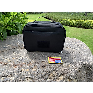 FlowFly Kids Lunch box Insulated Soft Bag Mini Cooler Back to School Thermal Meal Tote Kit for Girls, Boys, Black Free USA Flag Patch Included