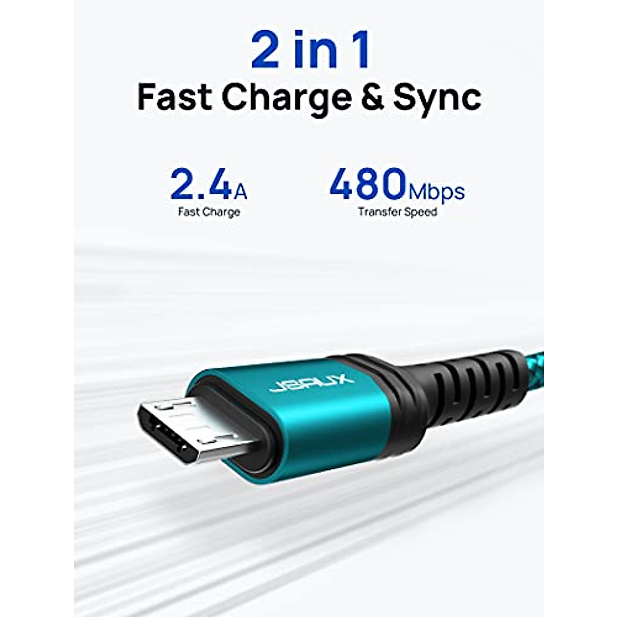 Micro USB Charger Cable, JSAUX (3-Pack 3.3ft+6.6ft+10ft) Android Charger Micro USB to USB A Nylon Braided Cord Compatible with Samsung Galaxy S6 S7 Edge Note 5, Kindle and More-Green