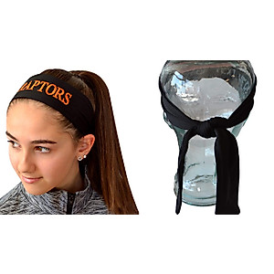 Volleyball TIE Back Moisture Wicking Headband Personalized with The Embroidered Name of Your Choice (Black Solid Tie Back) One Size