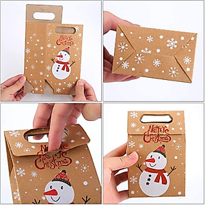 LOKIPA Christmas Kraft Paper Gift Bags, 24pcs Christmas Party Treat Goody Candy Boxes for Xmas Party Bag Fillers…