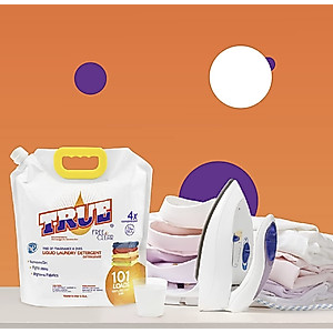 True Detergent Free & Clear Laundry Detergent - 101 Total Loads - For Sensitive Skin - 4x Concentrated Formula - Made In USA & Halal - Unscented, 101 Fl oz