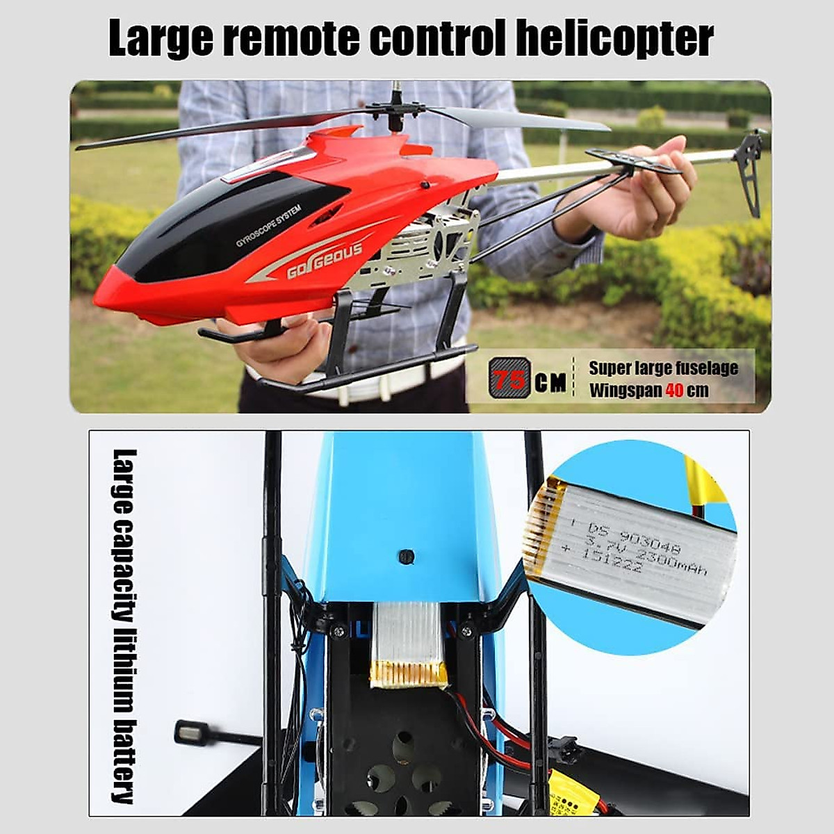 VanFty Large Fall Resistant Rc Helicopter for Adults Helicopters Remote Control Charging 3.5 Channels RC Drone Helicopter Toys with LED Light Night Sky Flight Teenagers Boys Girls Gift