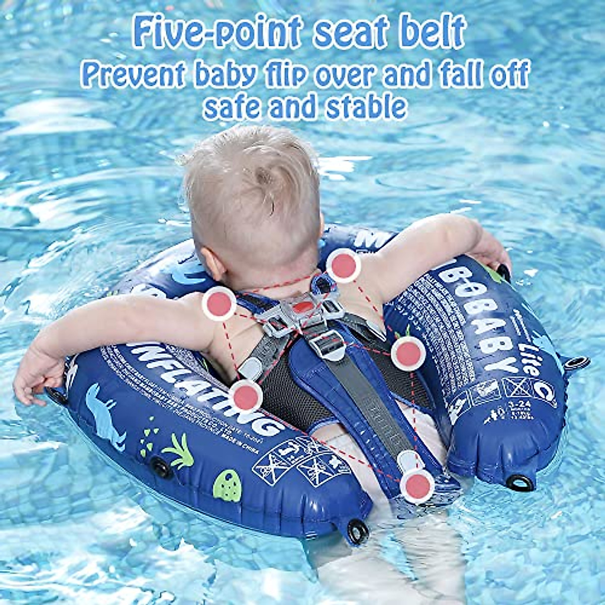 Mambobaby Newest Compressible Folding Baby Self-Inflating Float with Sun Canopy – Blue