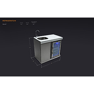 Mont Alpi MASF-SS Stainless Steel Beverage Center Cabinet Module + 2.7 Cubic Feet Wine Cooler Outdoor Rated Temperature Adjustable Compact Lockable Refrigerator + Faucet & Sink