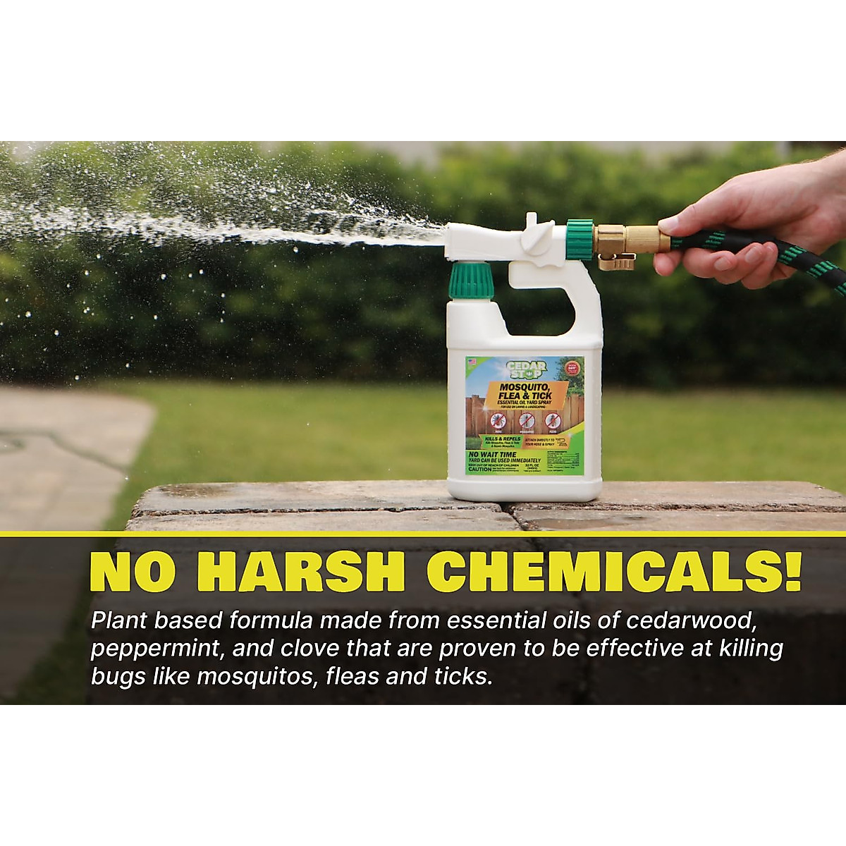 CedarStop 32 Ounce Essential Oil Yard Spray - Plant Based Flea, Tick and Mosquito Repellent Pest Control Spray Treatment and Insect Killer - Safe Around Kids, Pets, and Plants