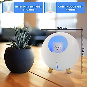 Upgraded Ultrasonic Ultra-Quiet USB Cute Cool Mist Mini Humidifier, for Kids Baby Nursery Bedroom, 7-Color Lights 2 Mist Mode Auto Shutoff Whisper Silent Small Cute Humidifier (220ml, White)