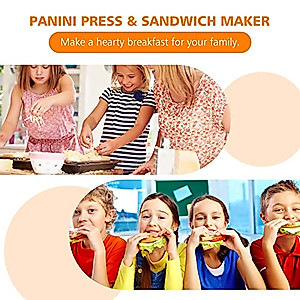 POWLAB Commercial Sandwich Panini Press Grill 2200W Sandwich Press Grill Machine Electric Stainless Steel Sandwich Maker Non Stick Surface Kitchen Equipment for Making Hamburgers Steaks Bacons