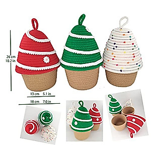 Mushroom Basket Cotton Rope Storage Basket with Lid Pack of 3 for Organizing Christmas Tree