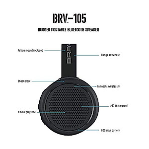 Braven BRV-105 Rugged Portable Bluetooth Speaker - Wireless Technology - Blue
