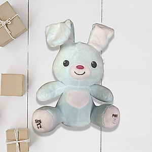 POMPIN Plush Peek A Boo Singing Bunny with Light Up Heart | Easter Bunny Toy | Plays Peek-A-Boo & Sings Do Your Ears Hang Low? | Easter Bunny Gift