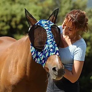 Chunful 6 Pcs Horse Fly Masks for Horses with Ears Smooth and Comfortable Fly Masks Cashel Fly Mask Elasticity Horse Face Mask Horse Masks Covering for Horses Riding Supplies(Large, Flamingo)